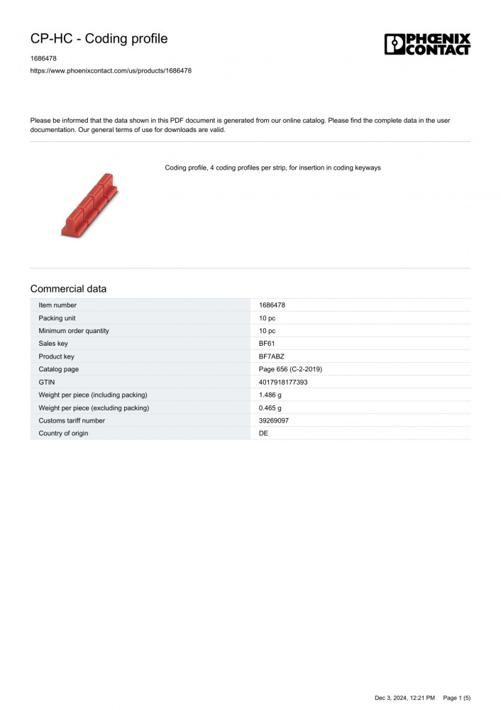 Phoenix Contact 1686478 document page 1
