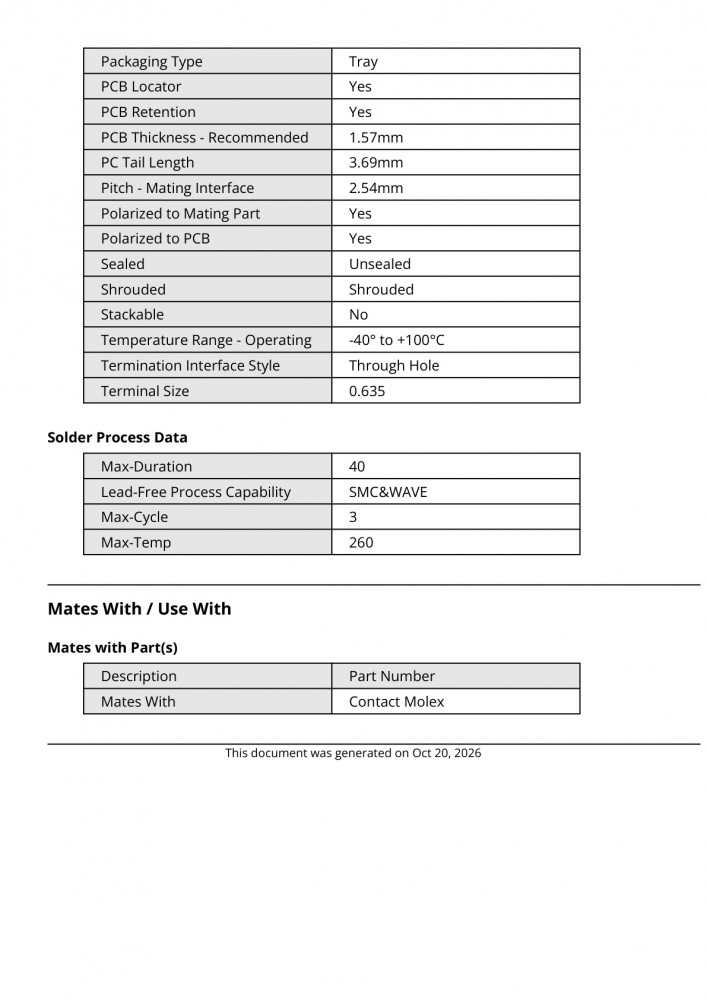 Technical document image 3 for Molex 307004242