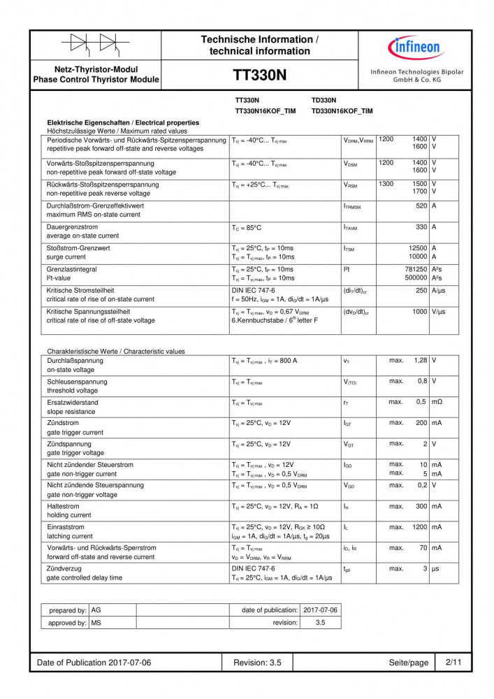 TT330N12KOF technical document page 2