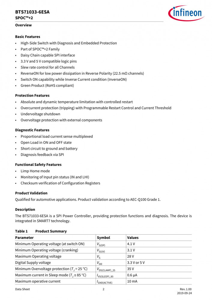 BTS710336ESA datasheet page 2