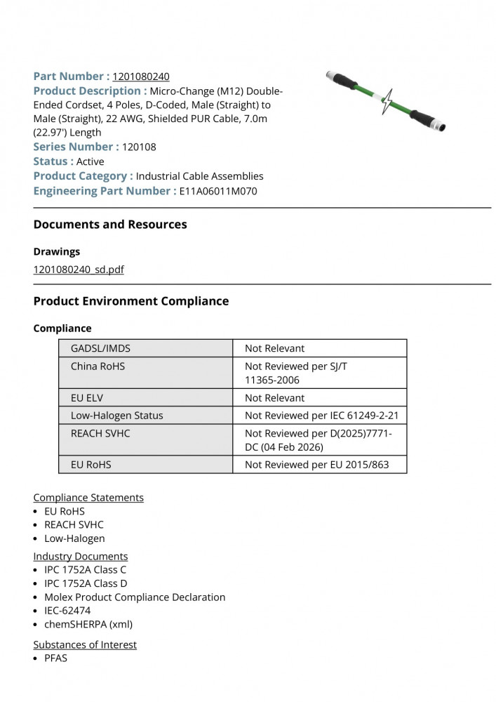 MOLEX 1201080240 technical drawing page 1