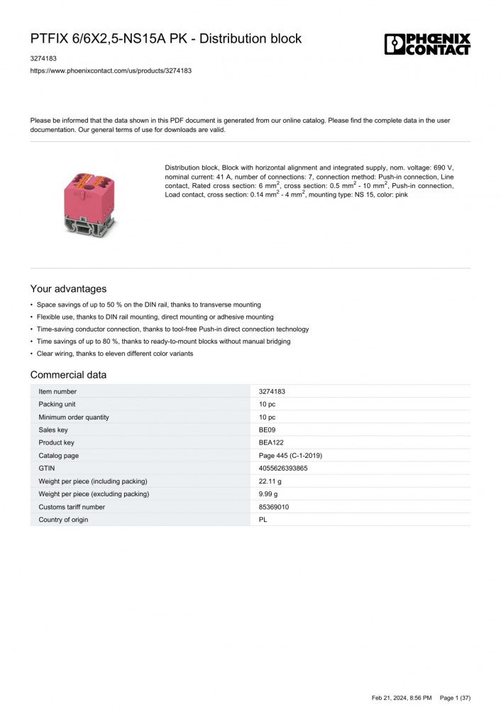 Phoenix Contact 3274183 datasheet page 1