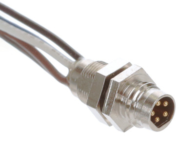 Ultra-Lock (M12) to Micro-Change (M12) In-Line Splitter, 4 Pole, 3-Female (90°) to 4-Male (Straight), 22 AWG PVC Cable, 0.30m Length
