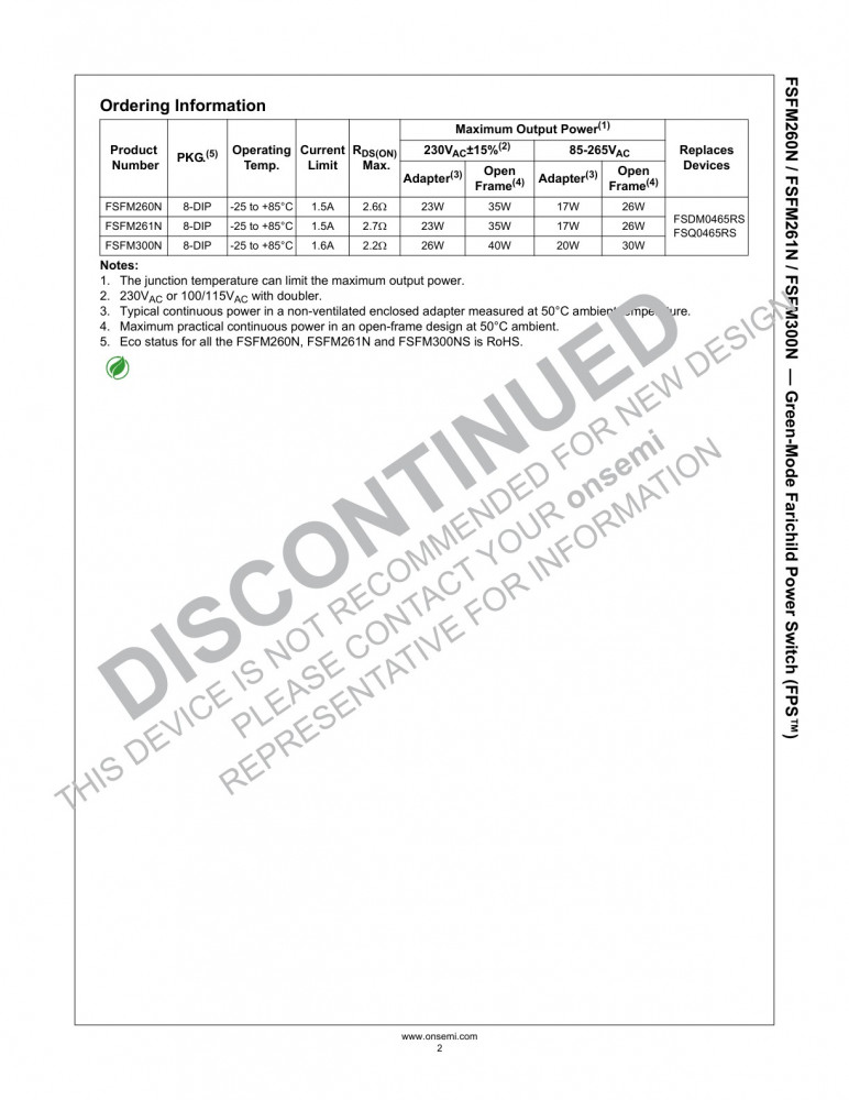 FSFM300N technical document page 2