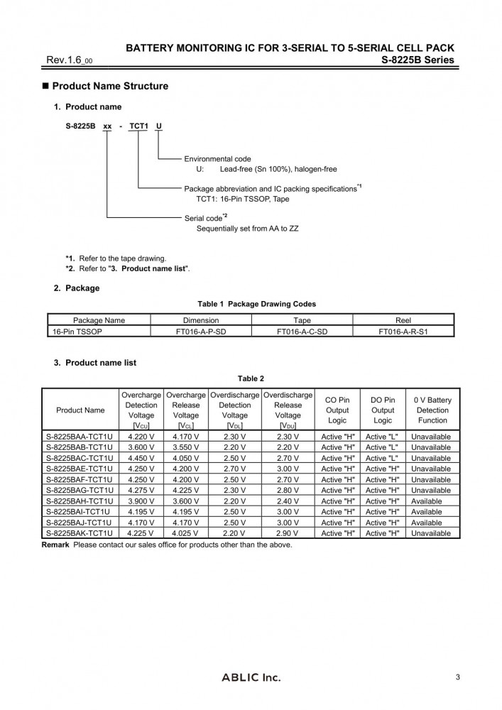 S-8225B datasheet page 3