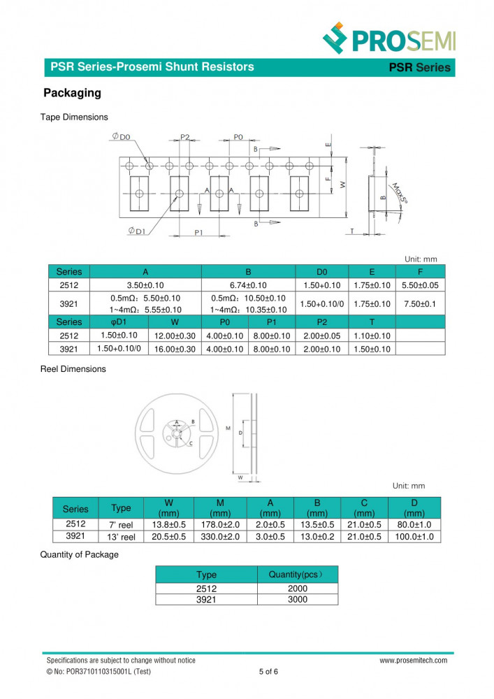 PSR Series datasheet page 5