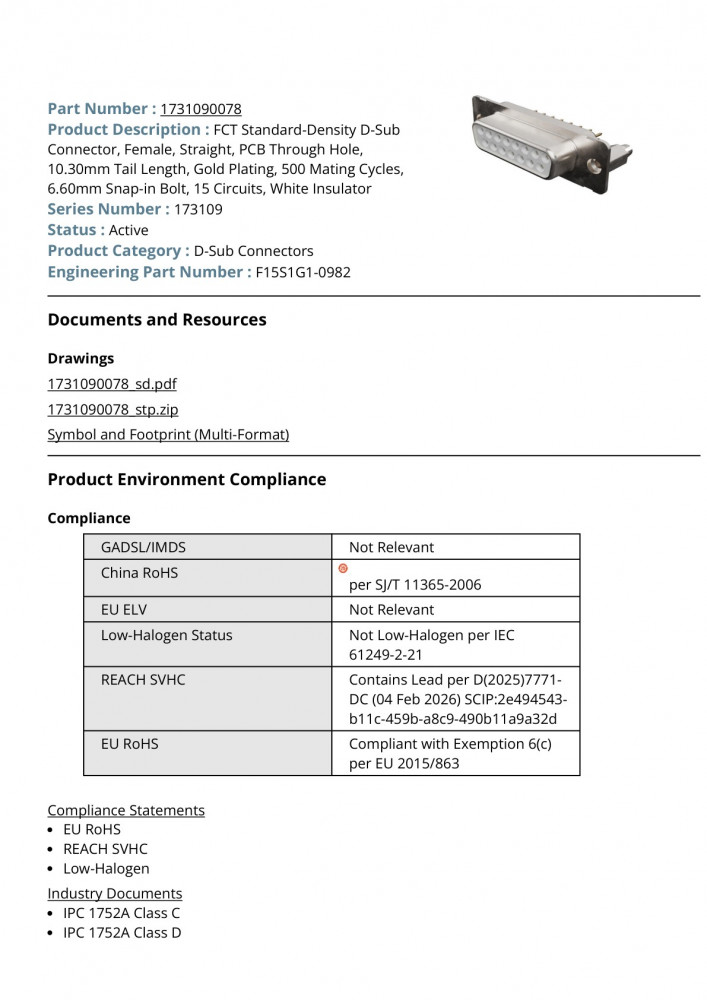 MOLEX 1731090078 technical drawing preview, page 1