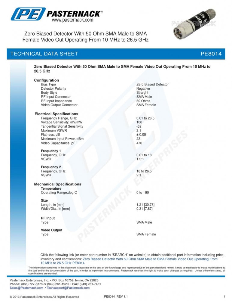 PE8014 technical datasheet page 1