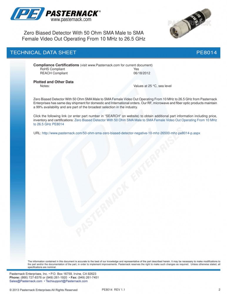 PE8014 technical datasheet page 2