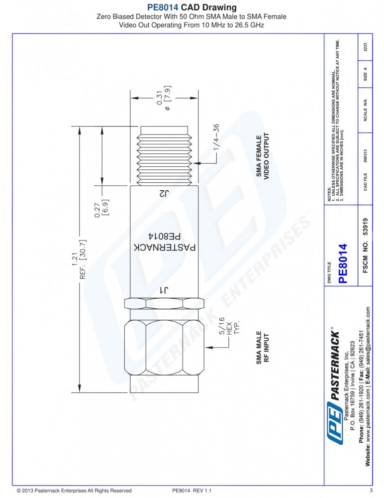 PE8014 mechanical drawing