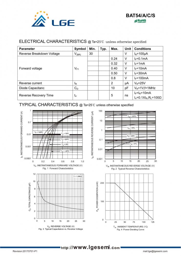 LGE BAT54C datasheet page 2