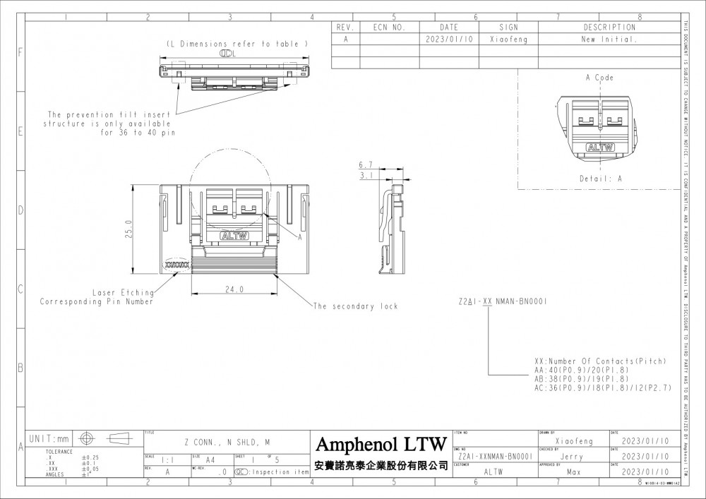 Z2A1-ACNMAN-BN0001 drawing sheet 1