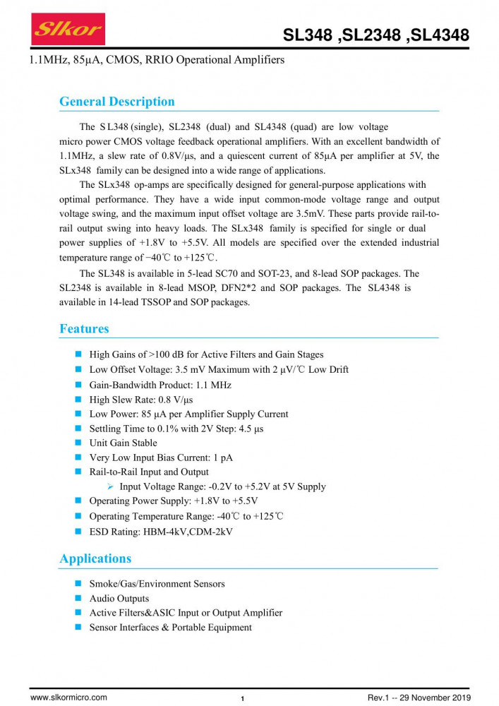 SL348XT5 datasheet page 1