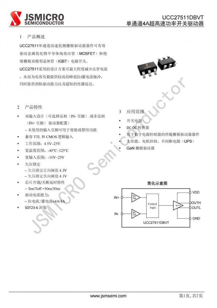 UCC27511DBVT-JSM datasheet page 1
