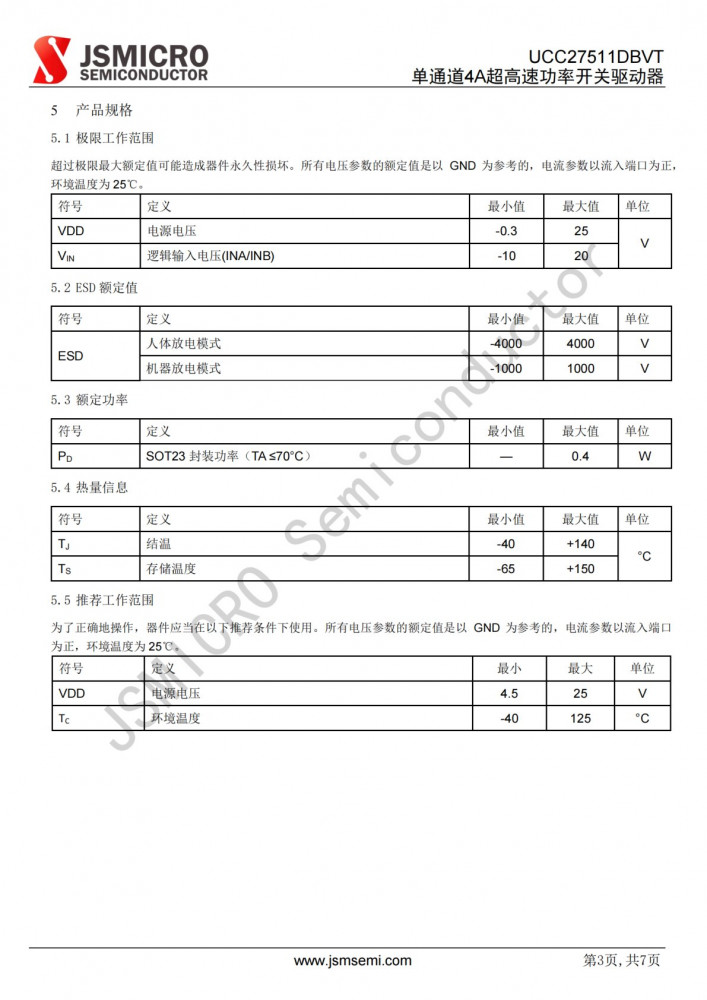 UCC27511DBVT-JSM datasheet page 3