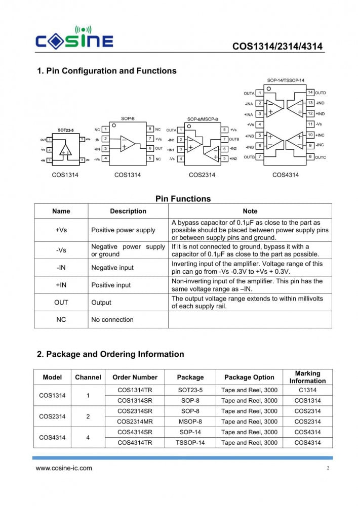 COS2314SR datasheet page 2