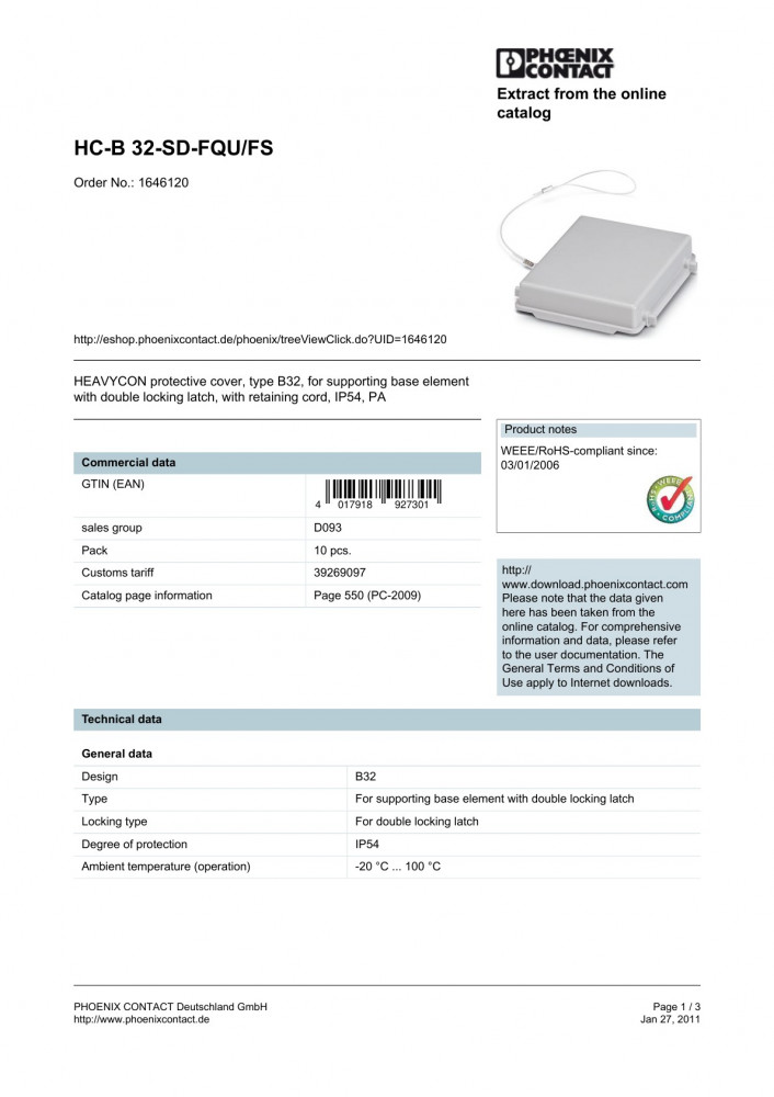 Phoenix Contact 1646120 catalog page 1