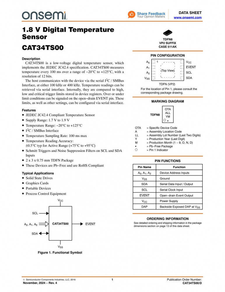 CAT34TS00 datasheet page 1