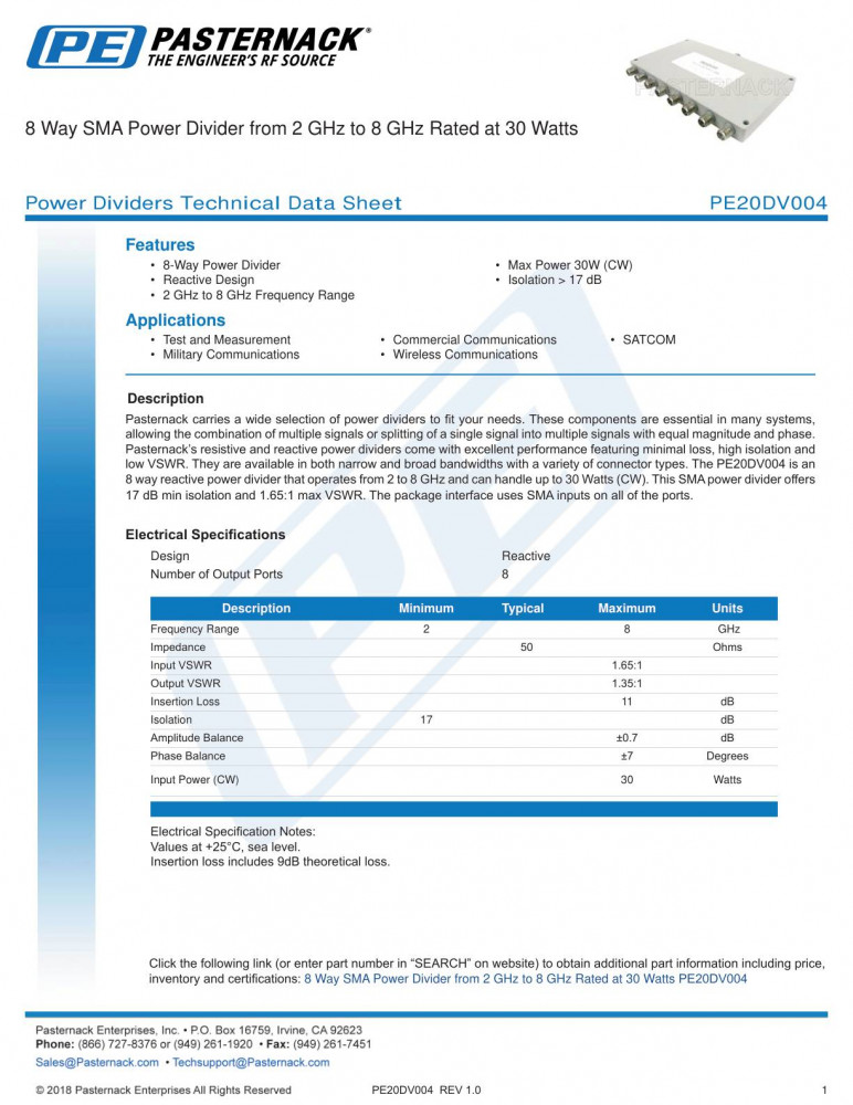 PE20DV004 technical document page 1
