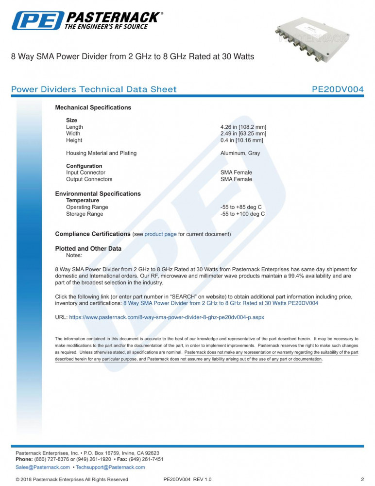 PE20DV004 technical document page 2