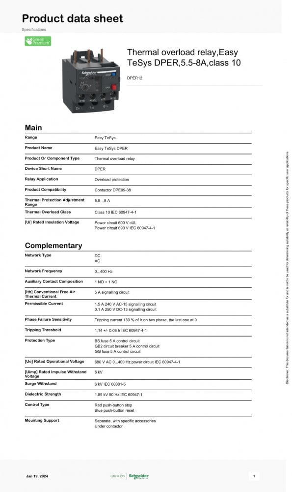 DPER12 technical document page 1