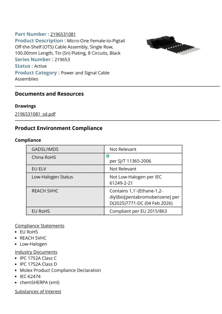 MOLEX 2196531081 drawing page 1