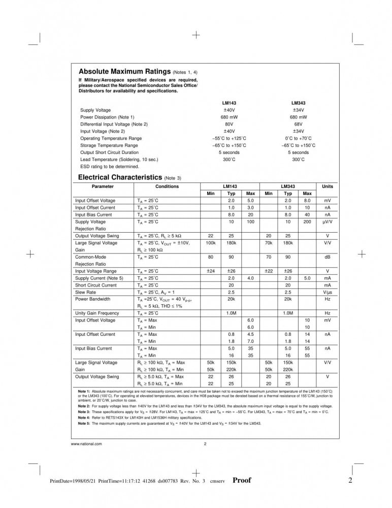 LM143H/883 datasheet page 4