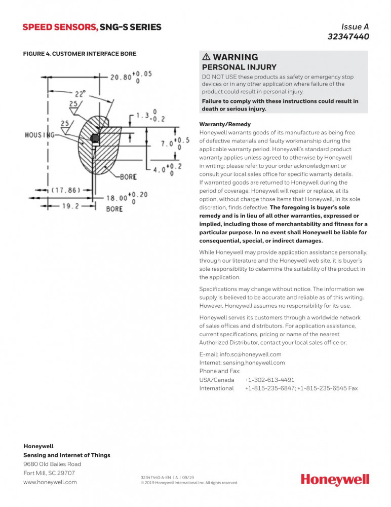 Honeywell SNG-S Series installation instructions page 5