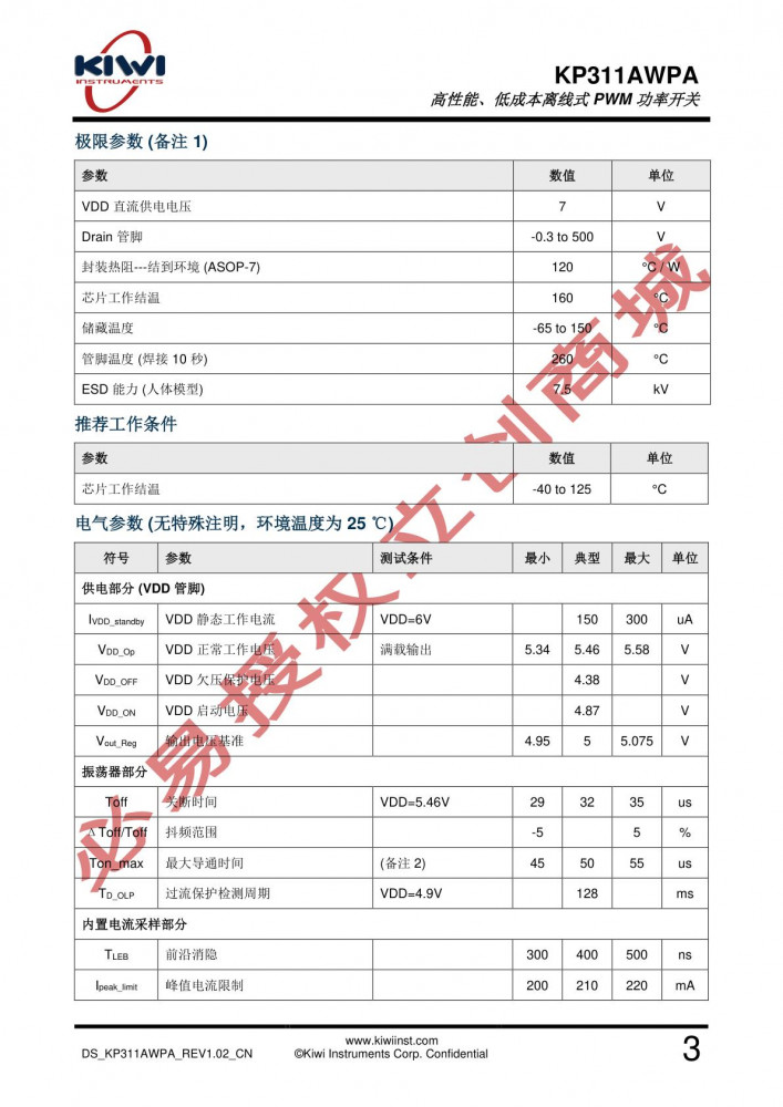 KP311AWPA datasheet page 3