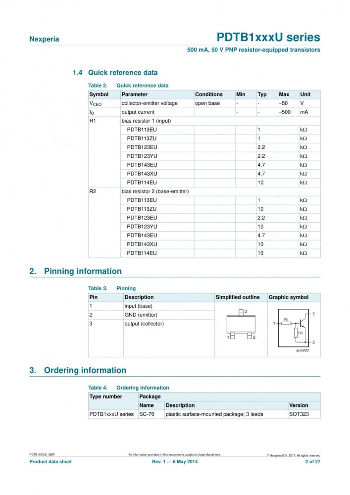 PDTB113EUF datasheet page 2