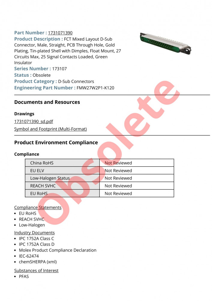 MOLEX 1731071390 technical drawing preview, page 1
