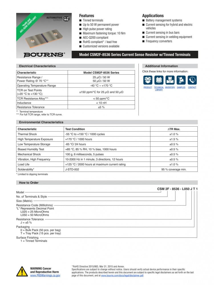 BOURNS CSM2F-8536 series datasheet page 1