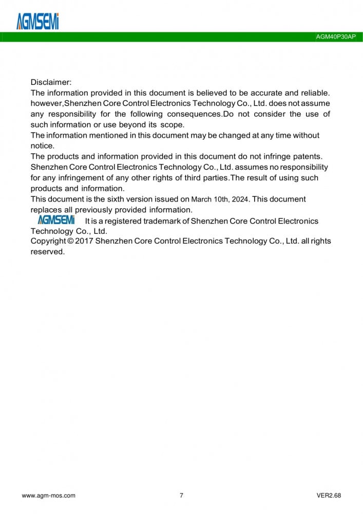 AGM40P30AP datasheet page 7
