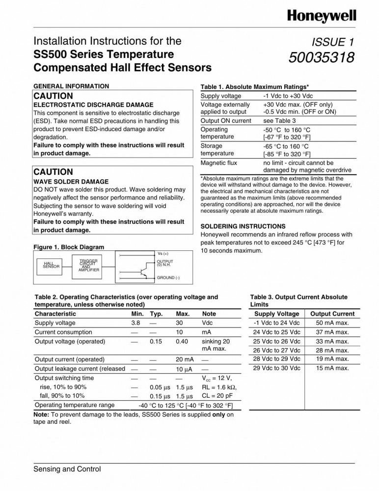 SS541GT technical document page 1