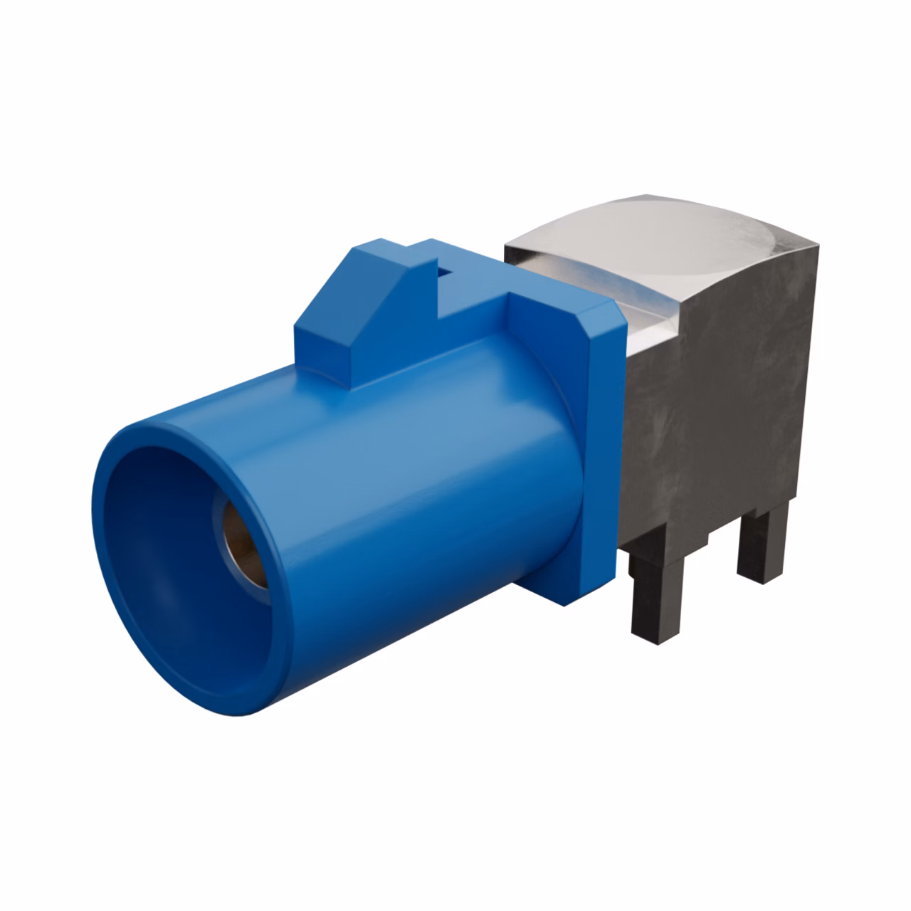 FAKRA Jack, Right-Angle, PCB Receptacle, Through Hole, Brass Body, Tin (Sn) Plated, Keying Code Z, Water Blue, Tape and Reel, 50 Ohms for sale