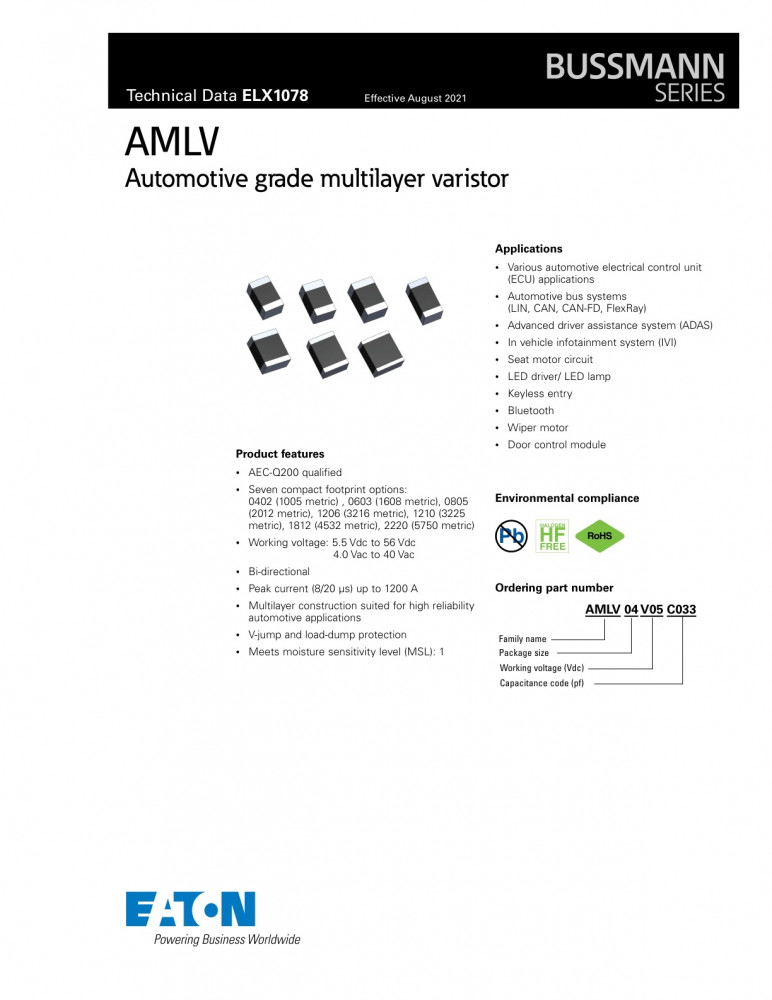 AMLV datasheet page 1