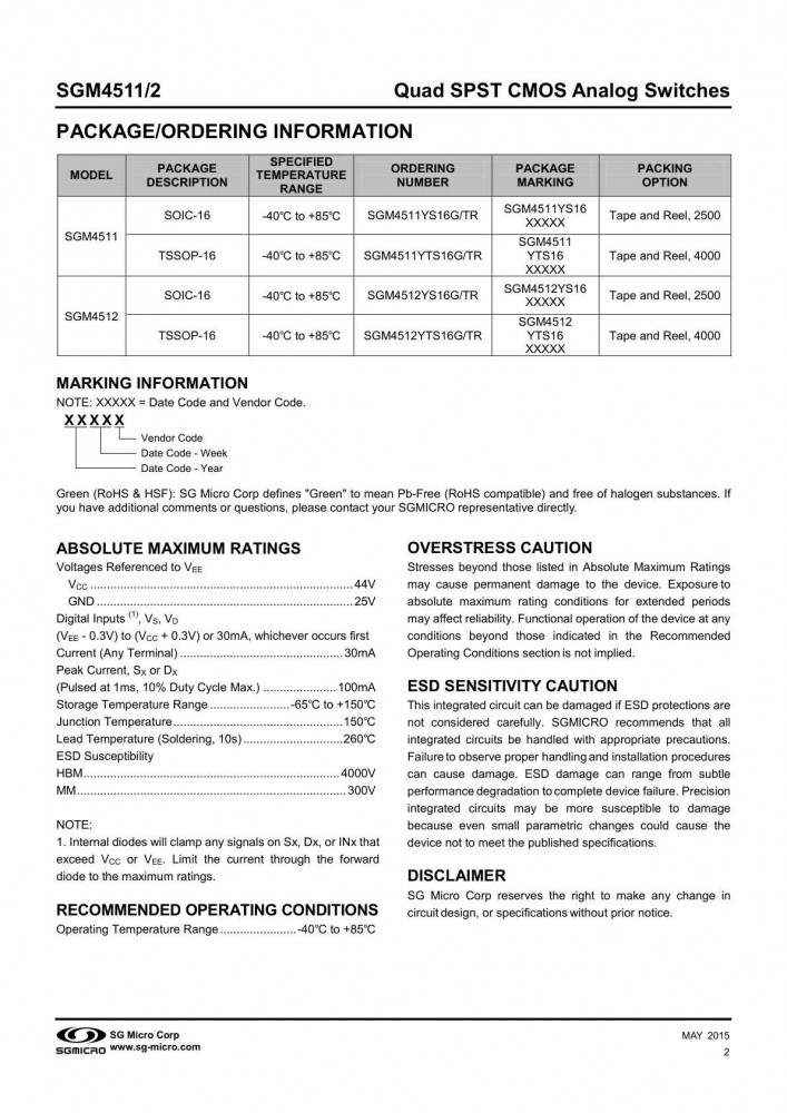 SGM4511 datasheet page 2