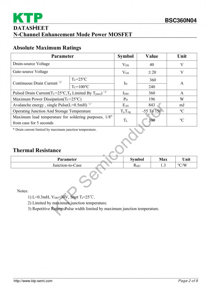 BSC360N04 datasheet page 2