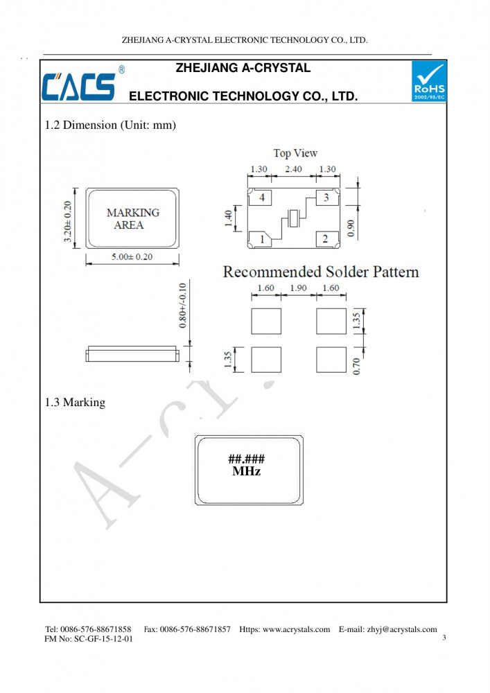 P5SB specification document, page 3