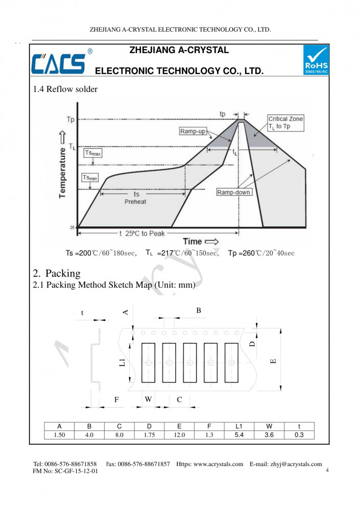 P5SB specification document, page 4