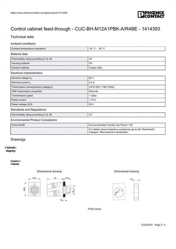 Phoenix Contact 1414393 technical document page 2