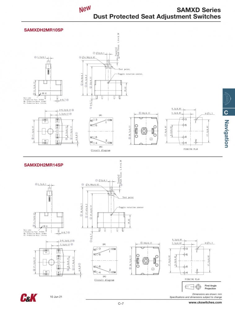 C&K SAMXD Series technical document page 4