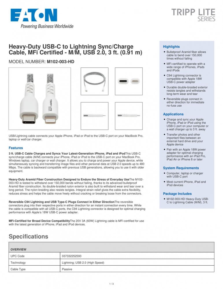 M102-003-HD technical document page 1