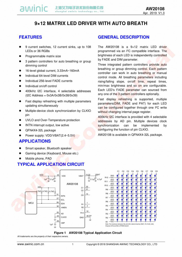 AW20108QNR datasheet page 1