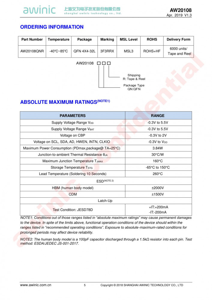 AW20108QNR datasheet page 5