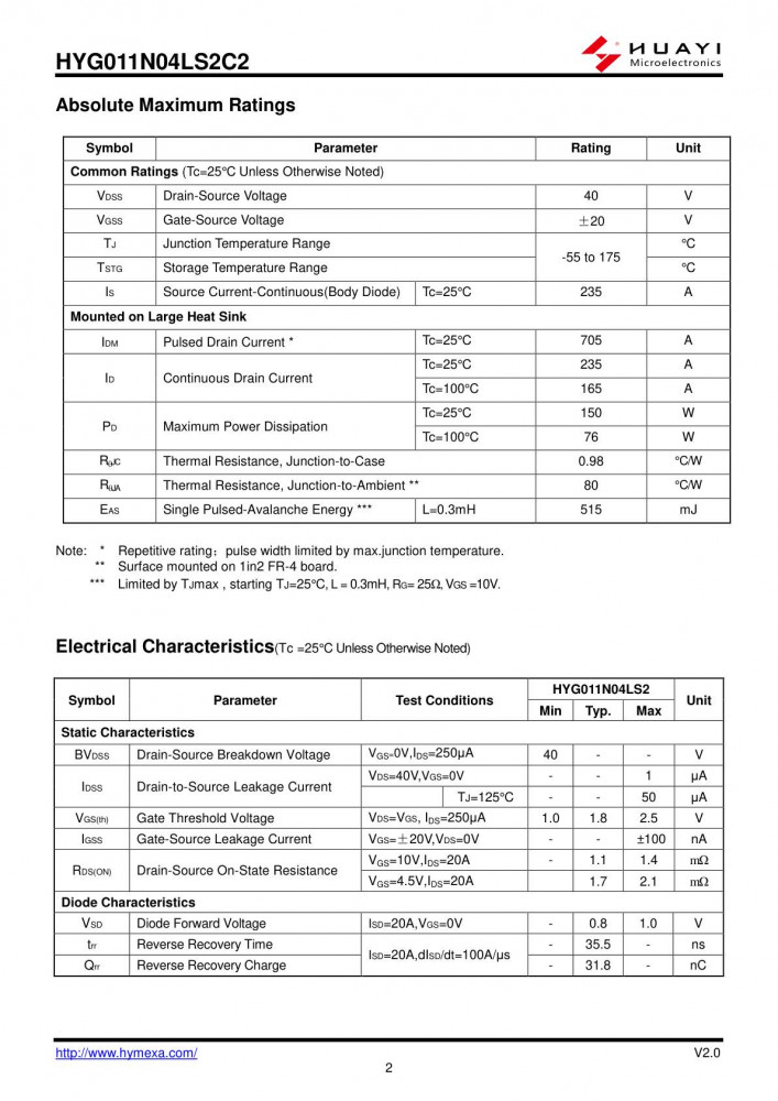 HYG011N04LS2C2 datasheet page 2