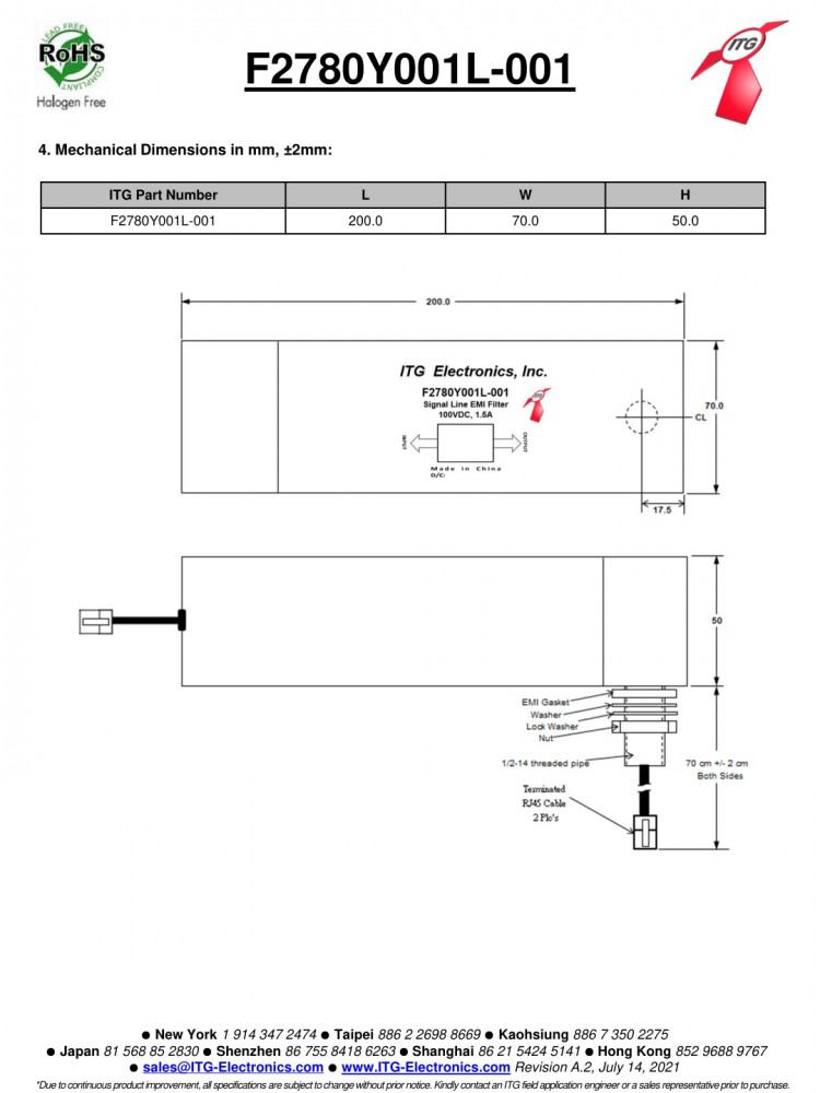 F2780Y001L-001 product technical document, page 2