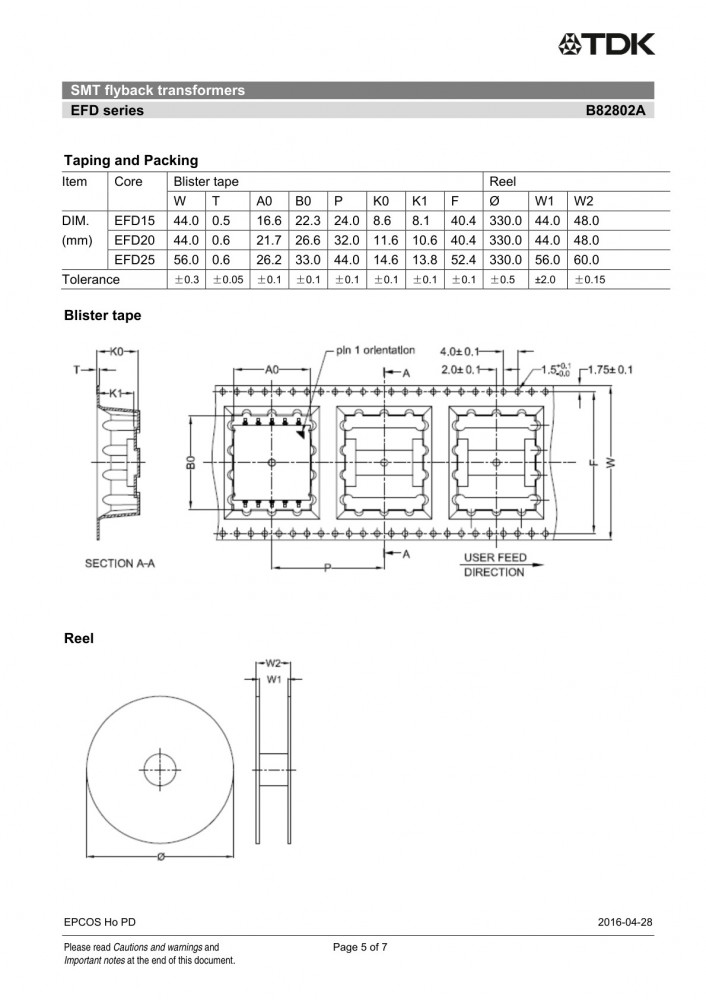 B82802A EFD flyback transformer documentation, page 5