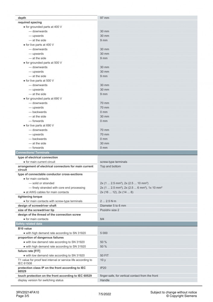 3RV20214FA10 technical document page 3