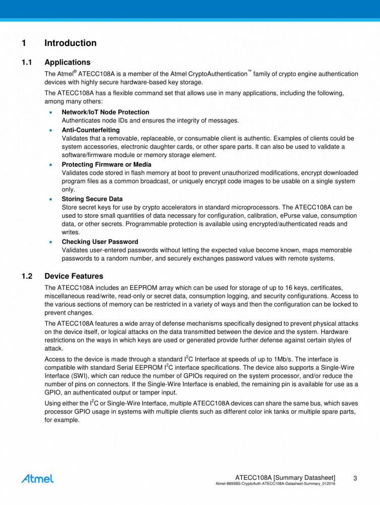 ATECC108A technical document page 3